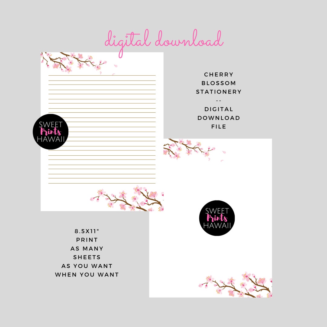 Cherry Blossom Stationery - Etsy