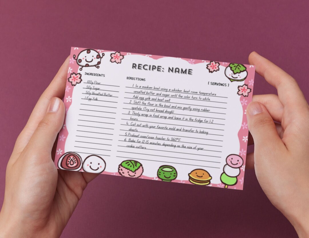 Recipe Card Template, DIY Recipe Card, Edit on Canva - Etsy