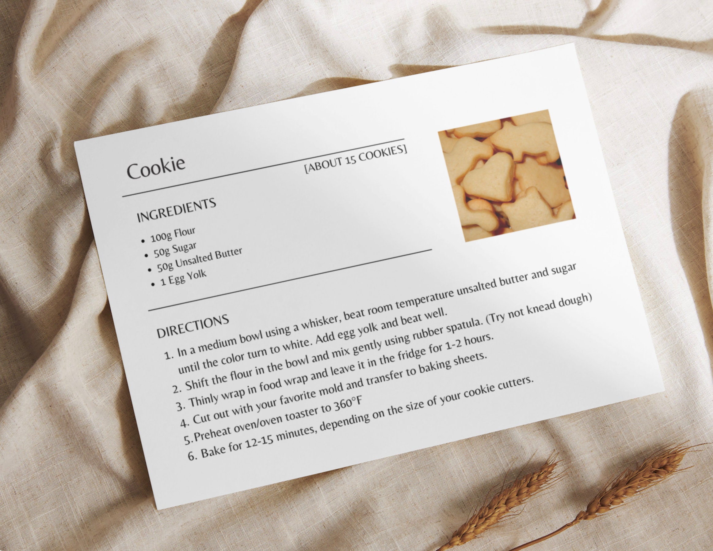 Simple Recipe Card Template DIY Recipe Card Edit on Canva - Etsy