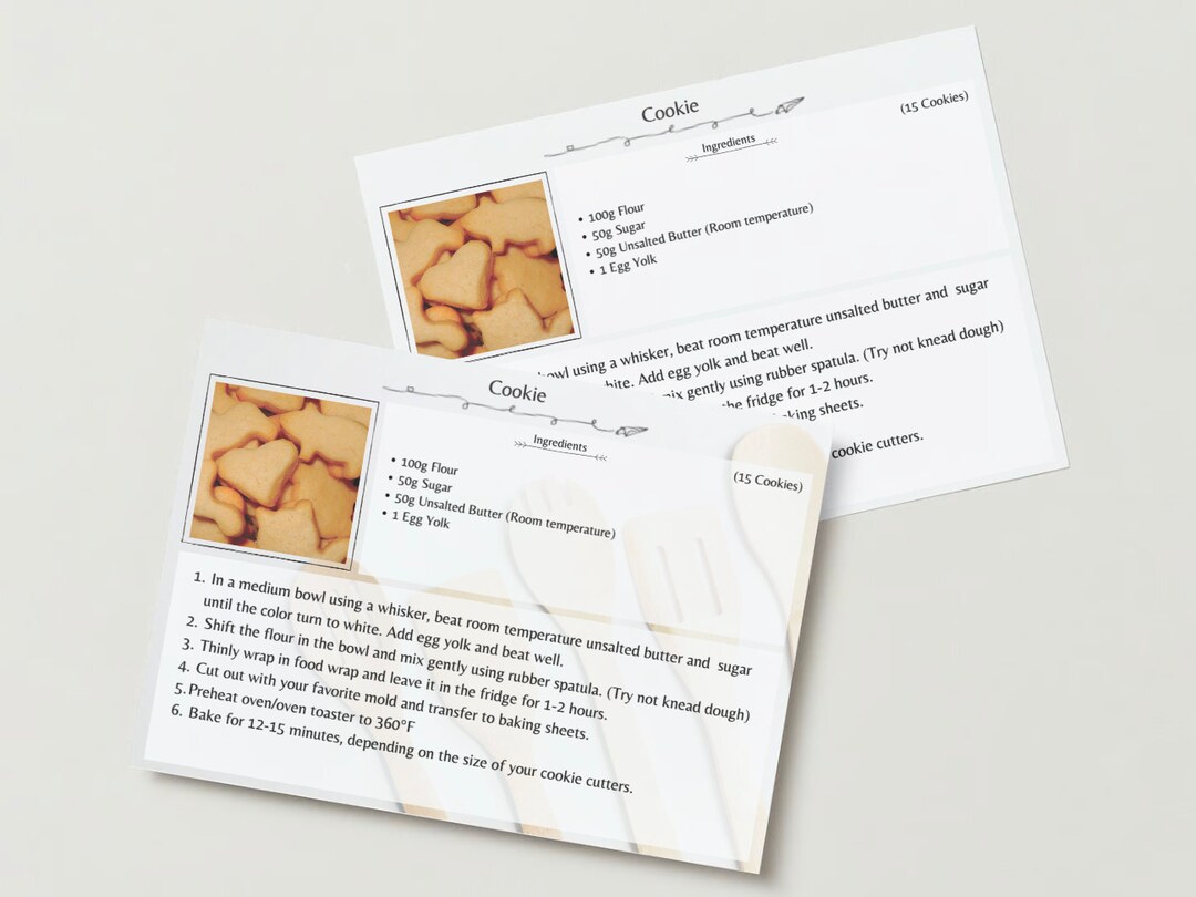 Recipe Card Template, DIY Recipe Card, Edit on Canva - Etsy