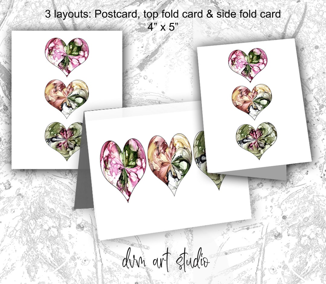 Hearts! - 4x5" Printable Card + Matching Envelope Template - Instant ...