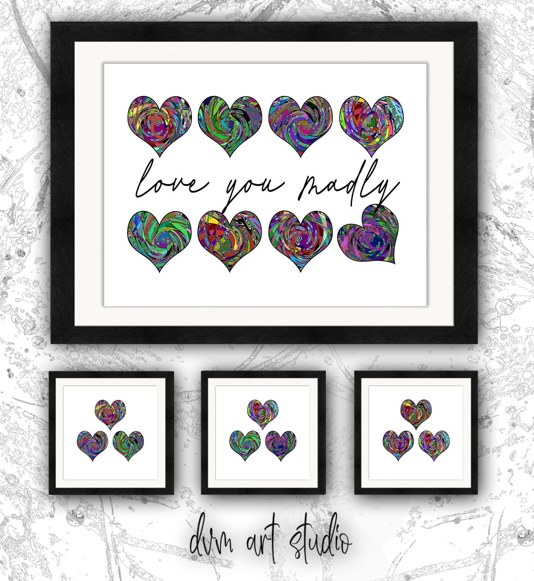 Contemporary Heart Prints | Set of 4 Prints | Download | Printable - Etsy