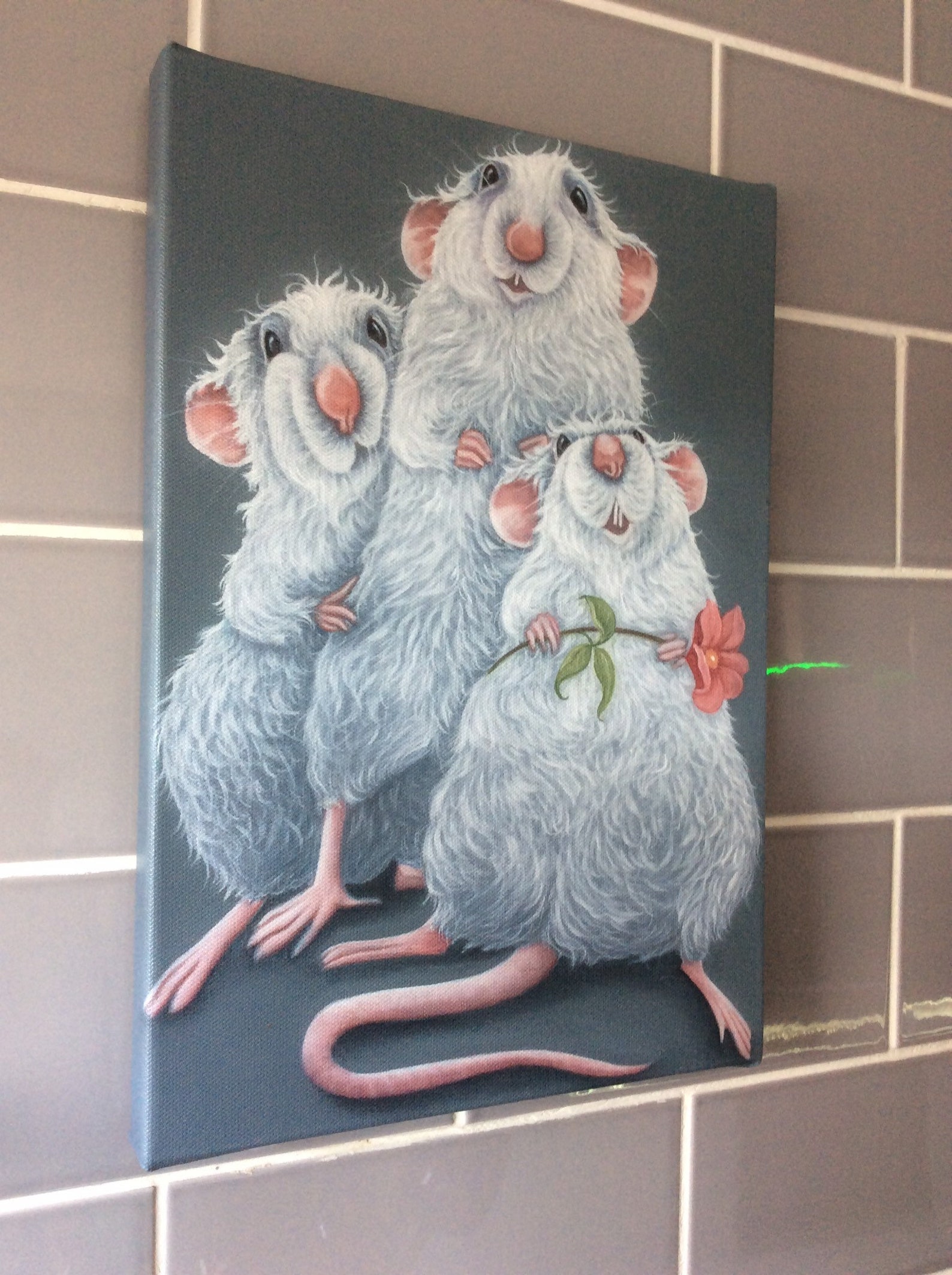 White Rat Painting on Canvas Print Painting Art Gift | Etsy