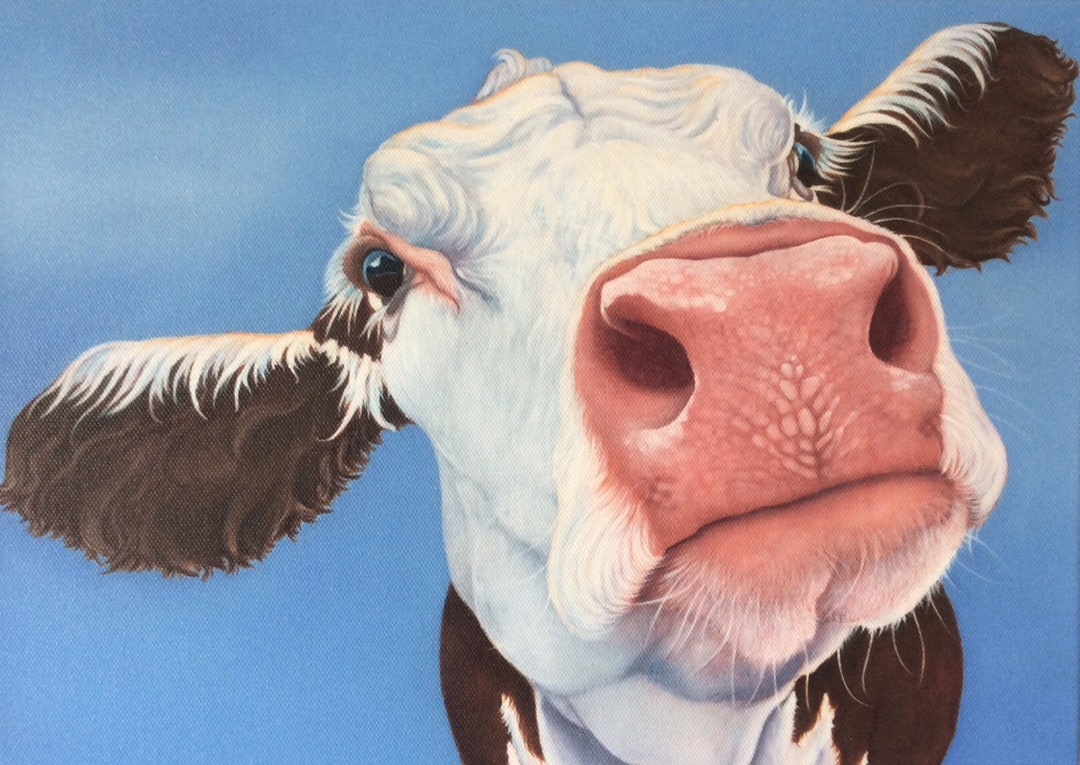 Cow Print on Canvas, Painting, Hereford Cow, Art, Gift, Picture - Etsy