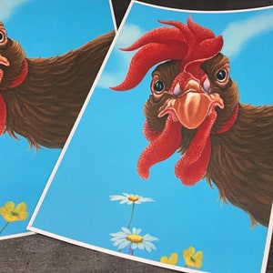 Chicken Print, Ex-battery Hen, Painting, Gift, Art, Picture and ...