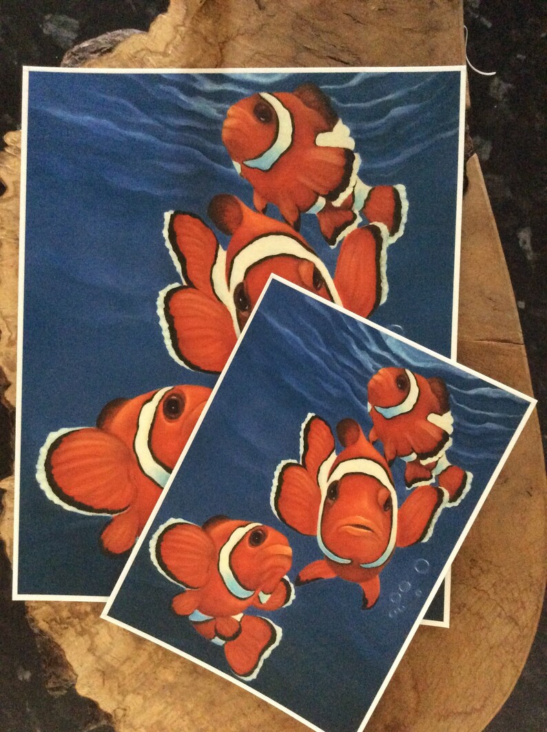 Clown fish print tropical fish painting gift art picture | Etsy