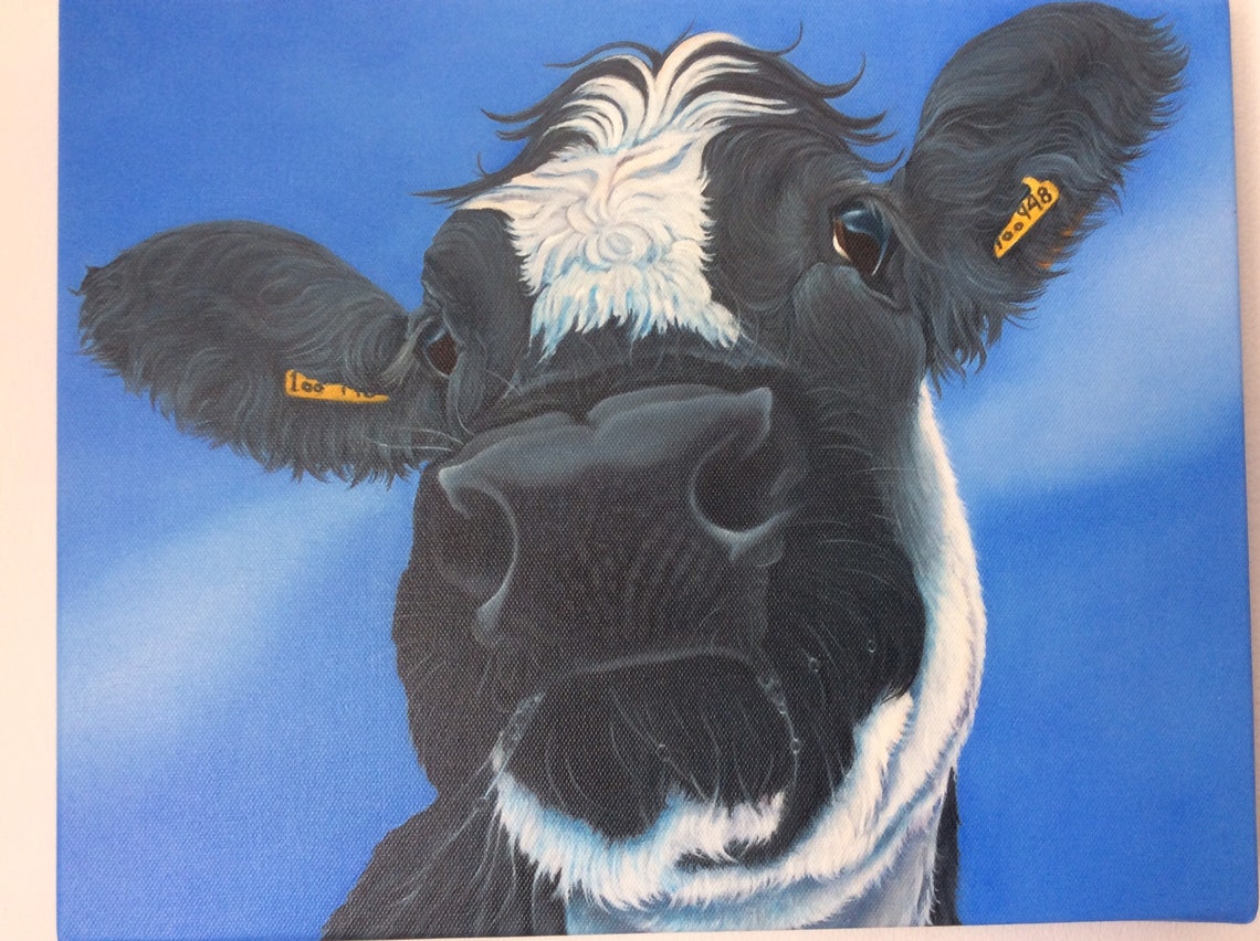 Cow Print on Canvas Painting Gift Picture Art - Etsy