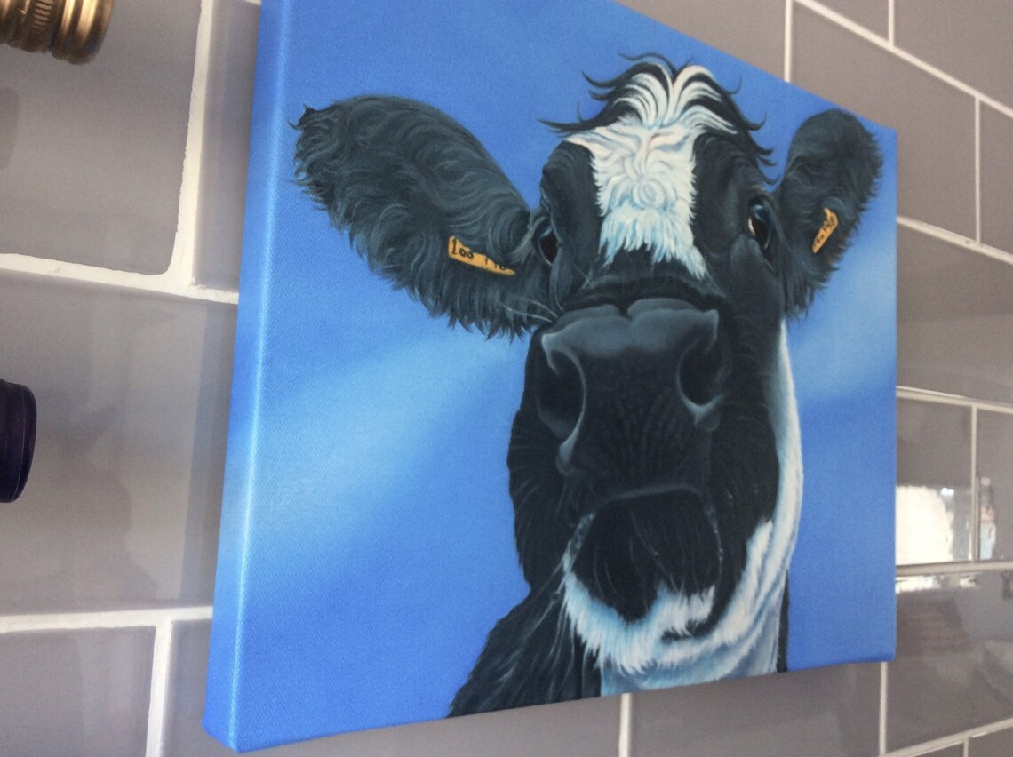 Cow Print on Canvas, Painting, Gift, Picture, Art - Etsy UK