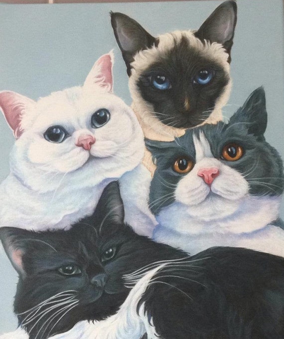 Cats Print on Canvas Painting Art Gift Picture - Etsy