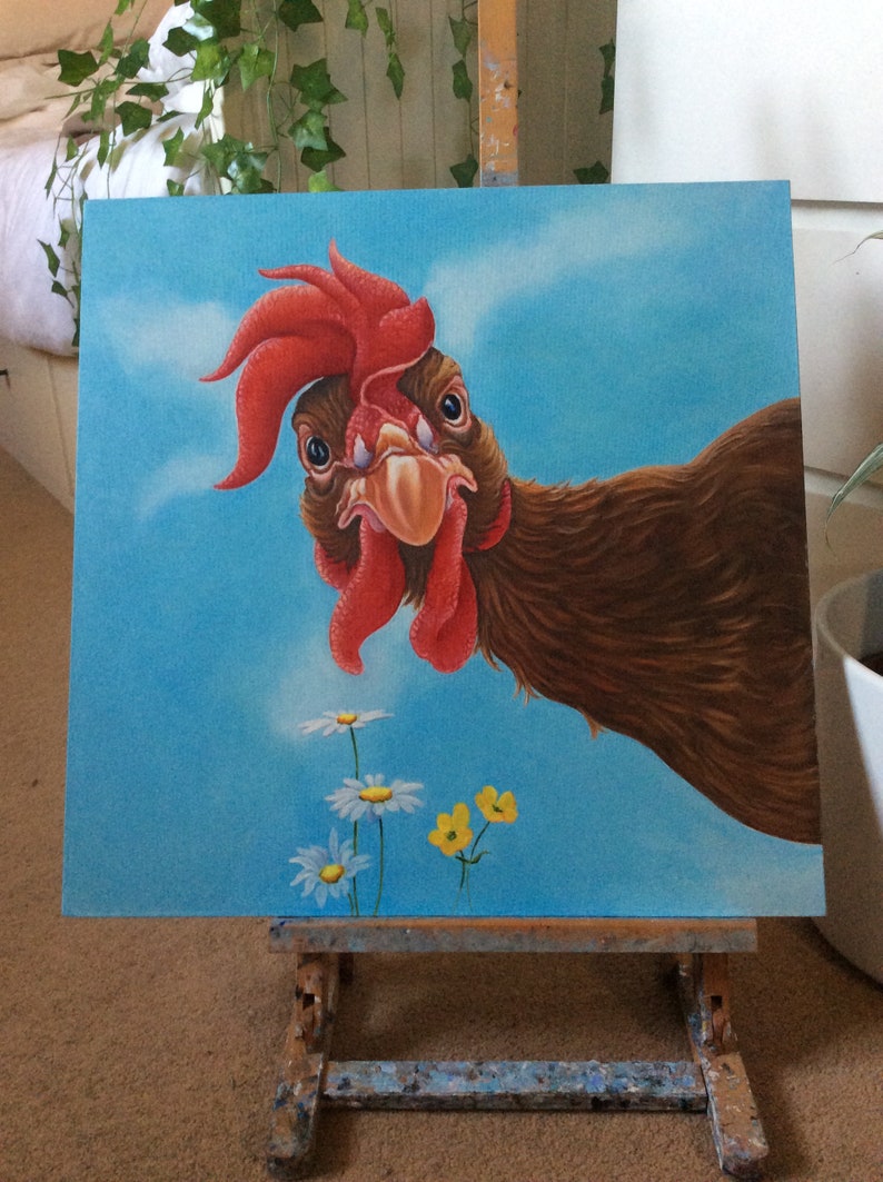 Chicken Print Ex-battery Hen Painting Gift Art Picture - Etsy