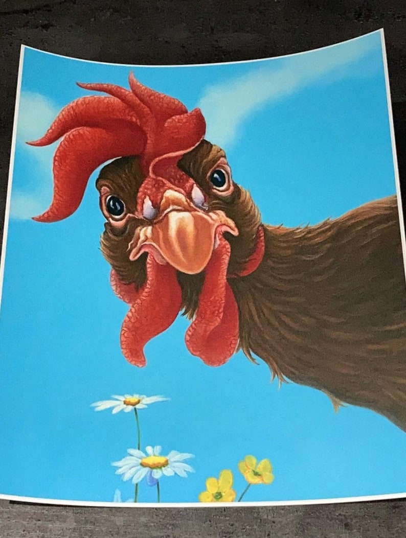 Chicken Print Ex-battery Hen Painting Gift Art Picture - Etsy