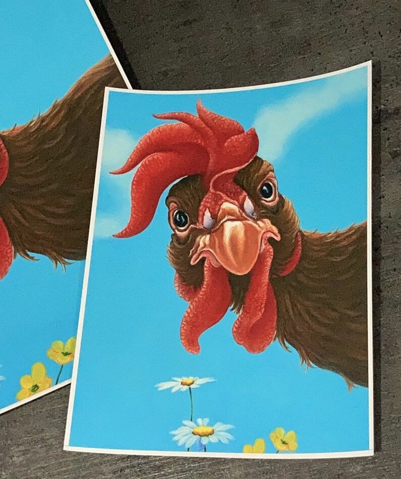 Chicken Print Ex-battery Hen Painting Gift Art Picture - Etsy