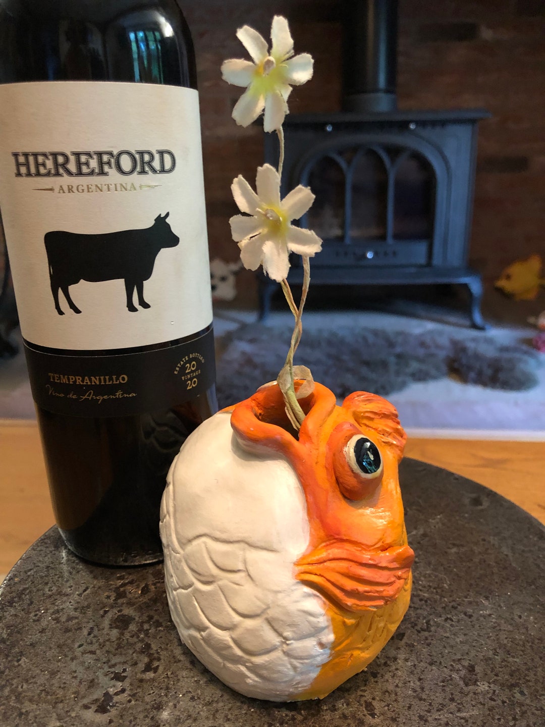 Artisan Ceramic Goldfish Sculpture Vase, Handmade, Pottery, Gift ...