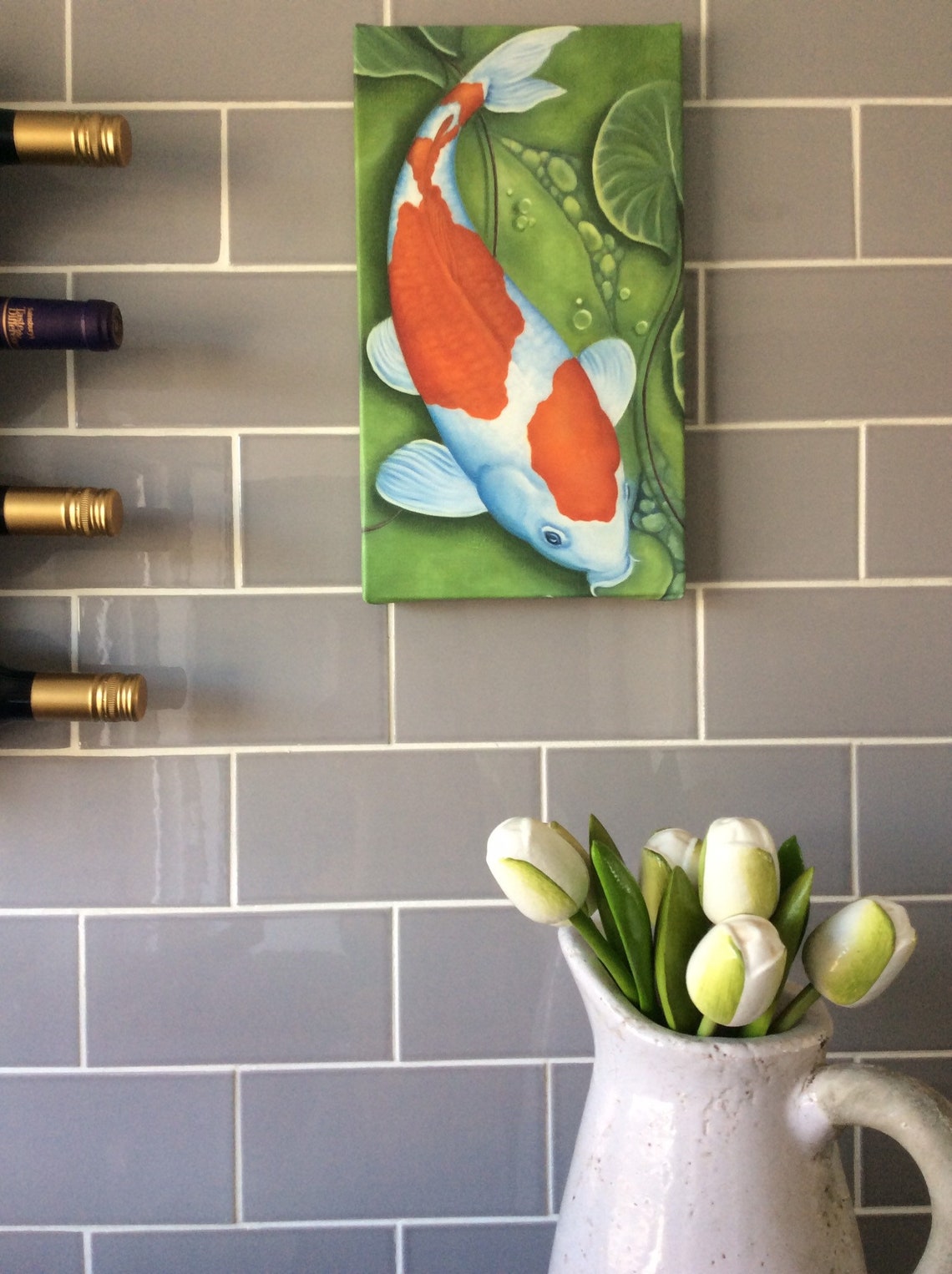 Koi fish print on canvas tropical fish painting gift art | Etsy