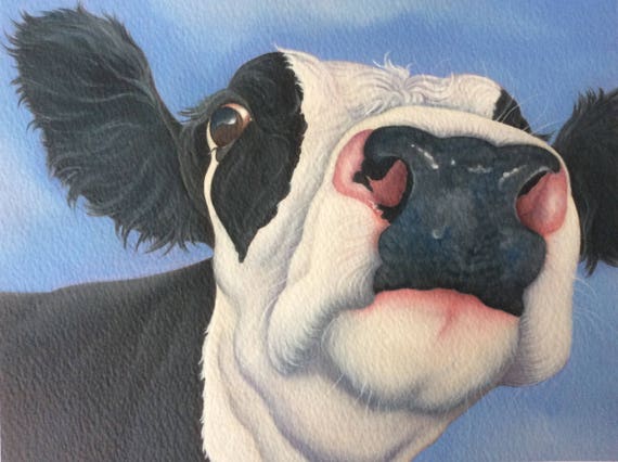 Cow print gift art picture and original painting | Etsy