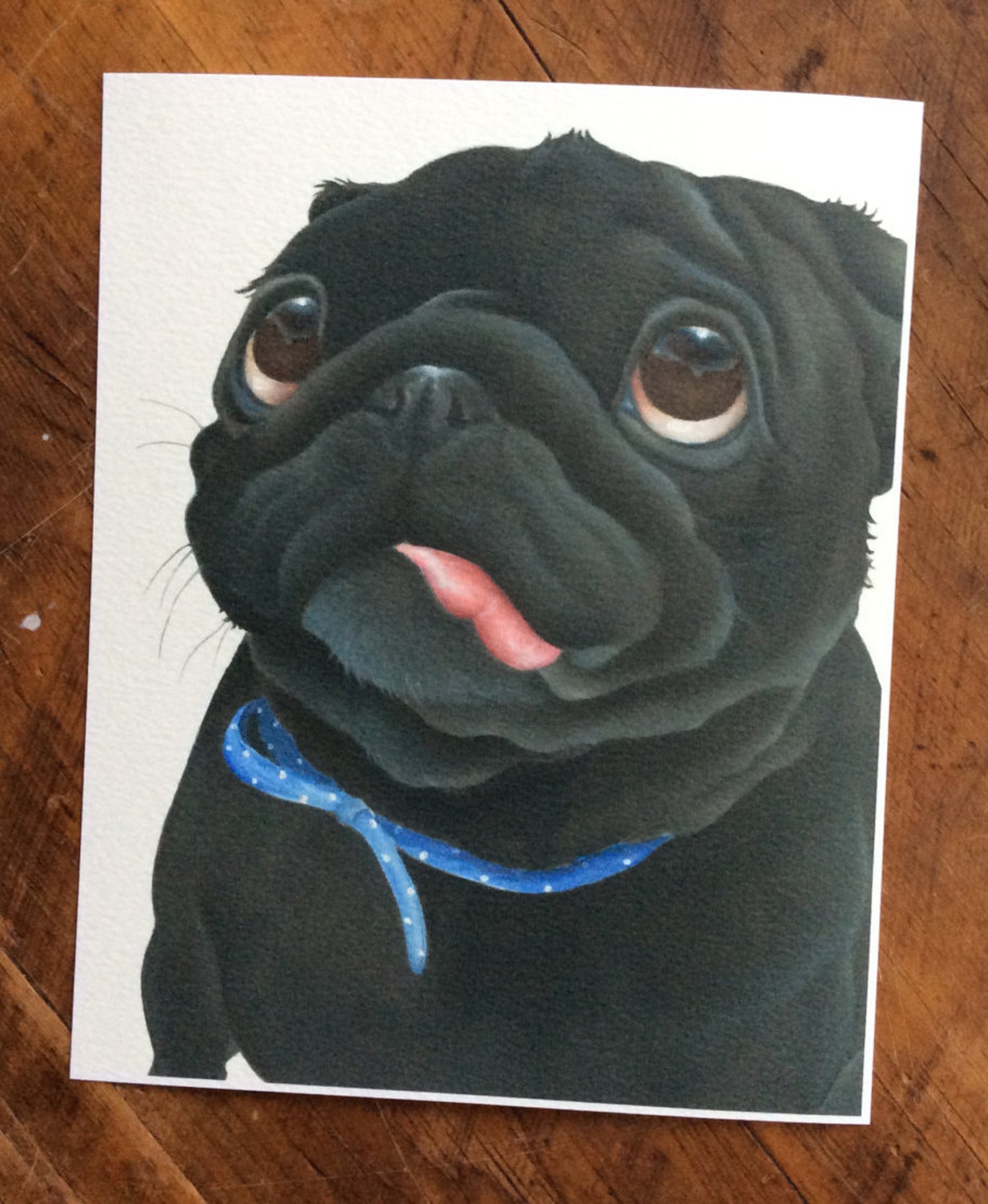 Black pug print painting gift art picture | Etsy