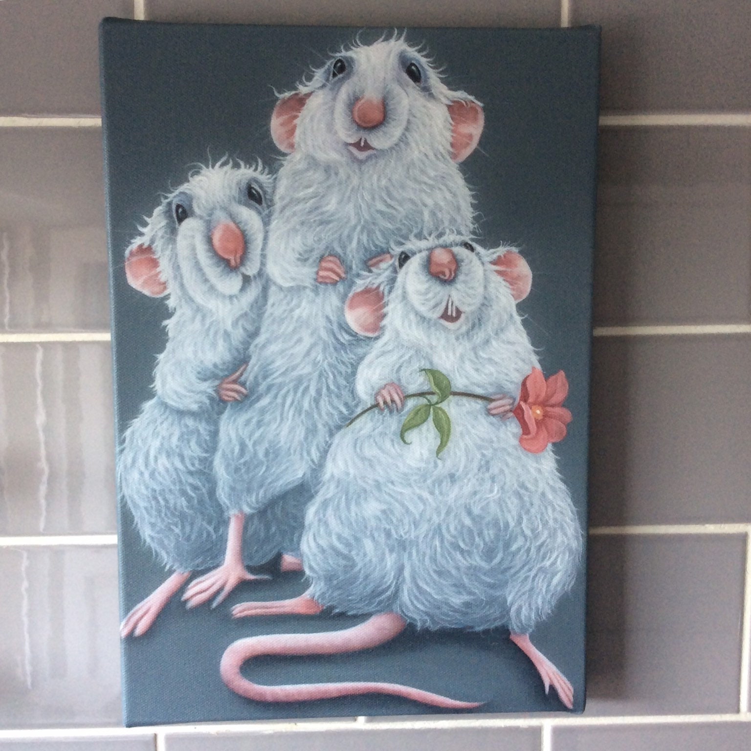 White Rat Painting on Canvas, Print, Painting, Art, Gift - Etsy
