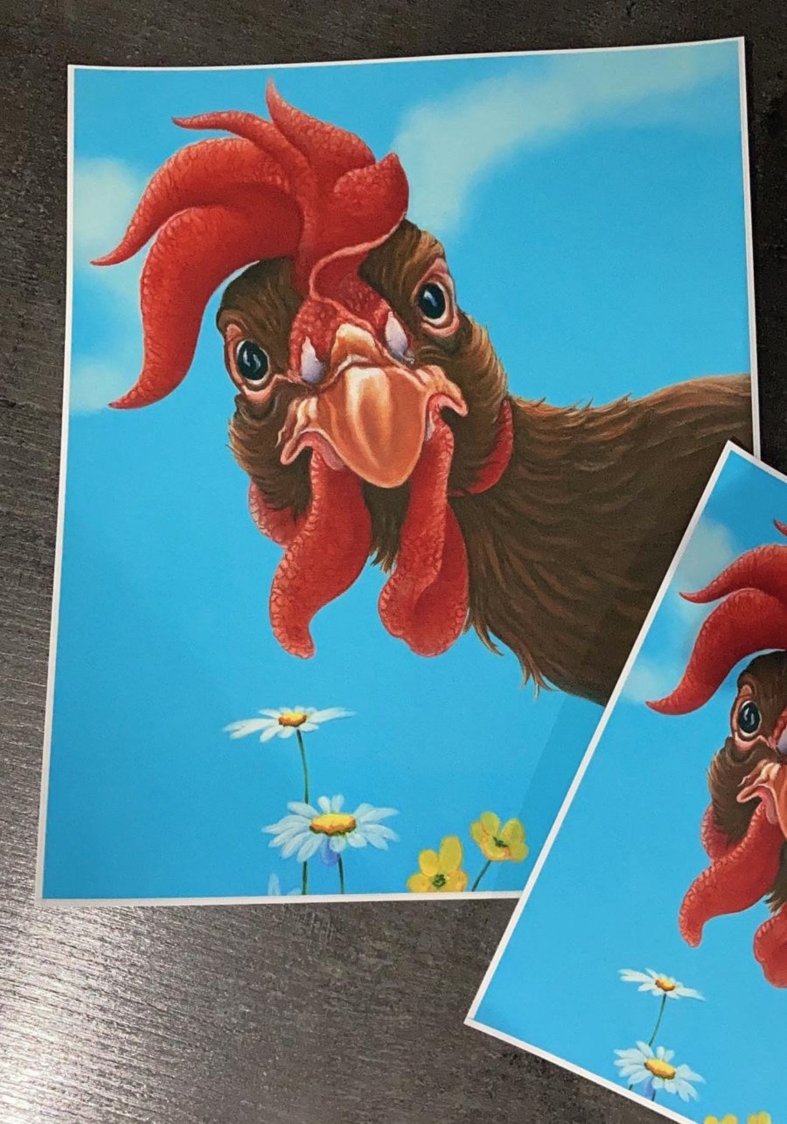 Chicken Print Ex-battery Hen Painting Gift Art Picture - Etsy