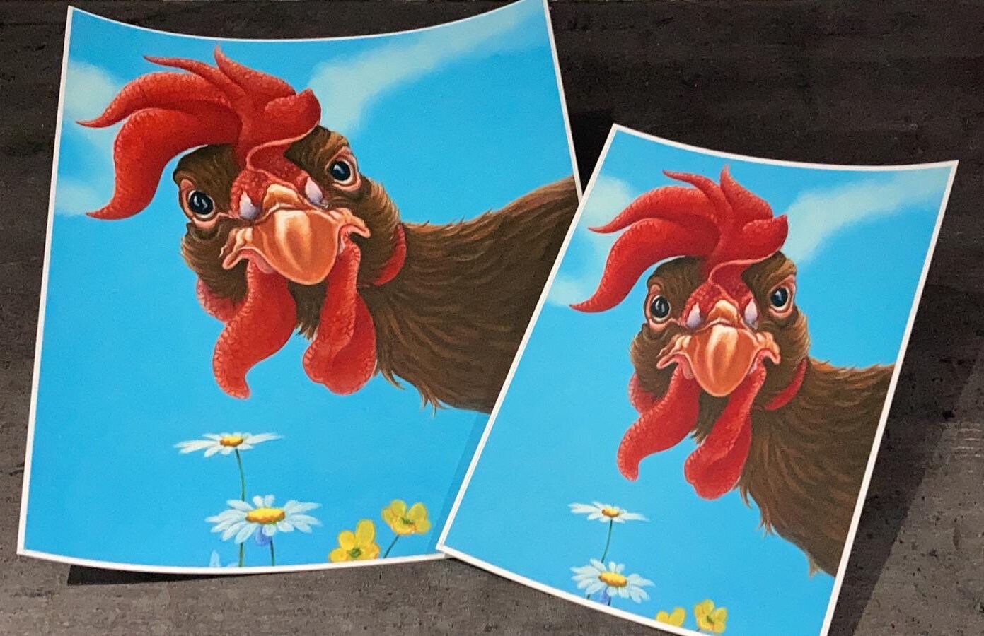 Chicken Print Ex-battery Hen Painting Gift Art Picture - Etsy