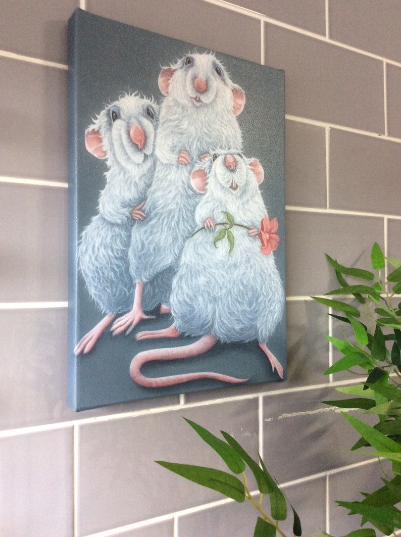 White Rat Painting on Canvas, Print, Painting, Art, Gift - Etsy