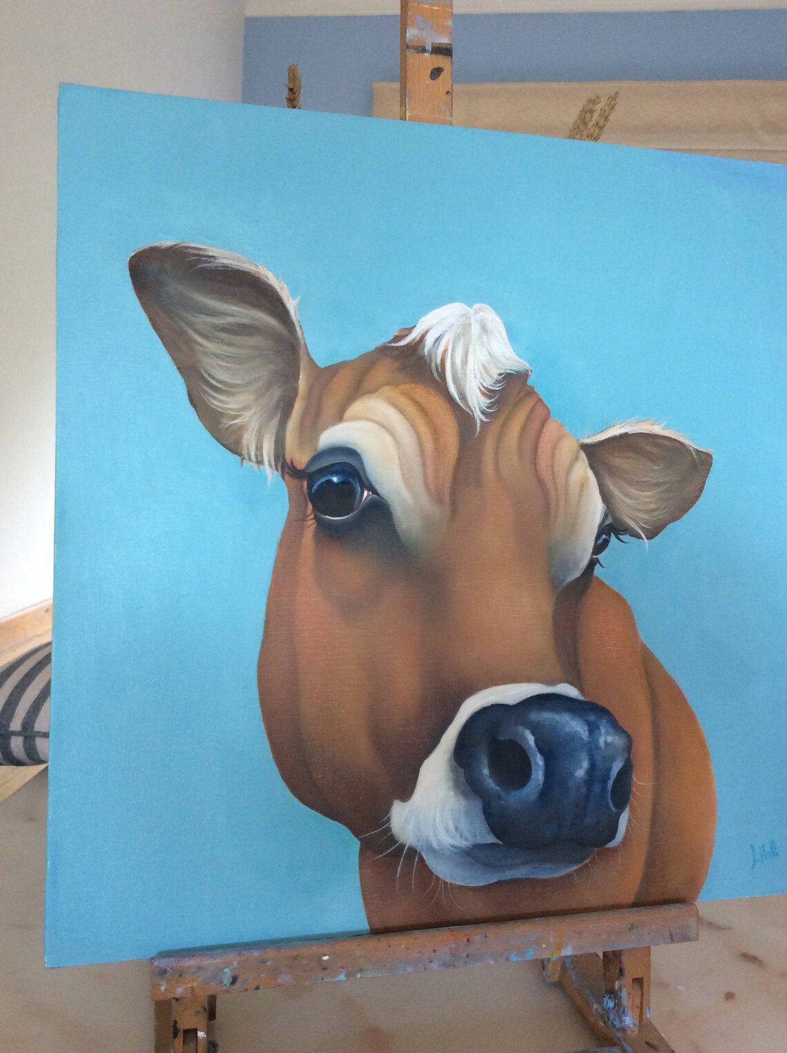 Jersey Cow Oil Painting Original Picture Art Gift | Etsy