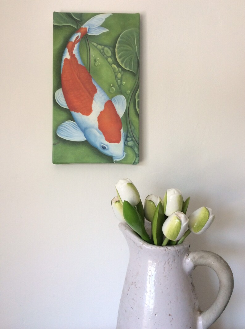 Koi fish print on canvas tropical fish painting gift art | Etsy