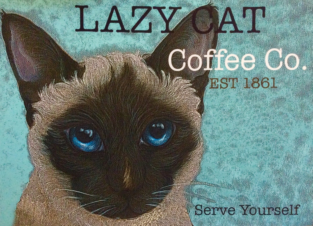 Siamese Cat Print, Poster, Newspaper Style, Gift, Art, Picture, Funny ...