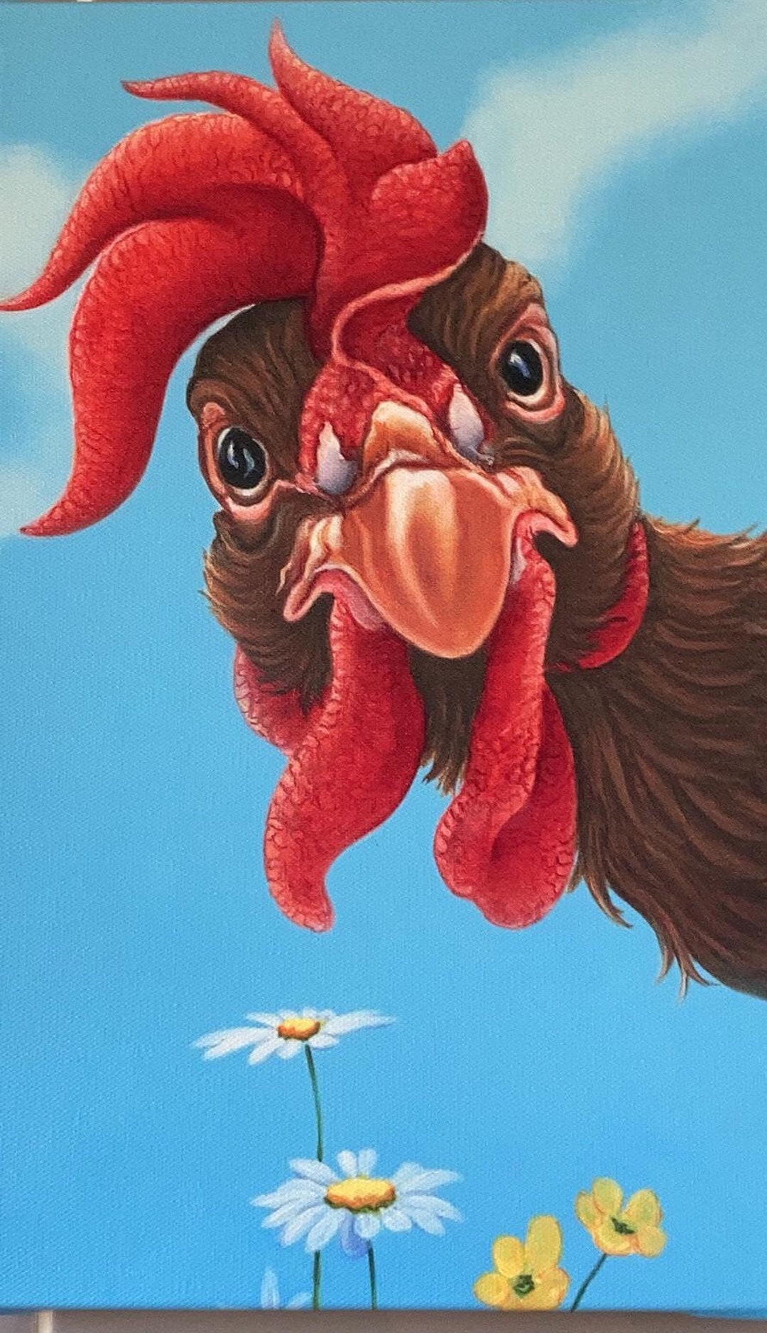 Chicken, Hen Painting on Canvas, Print, Gift, Art, Picture, Ex Battery ...