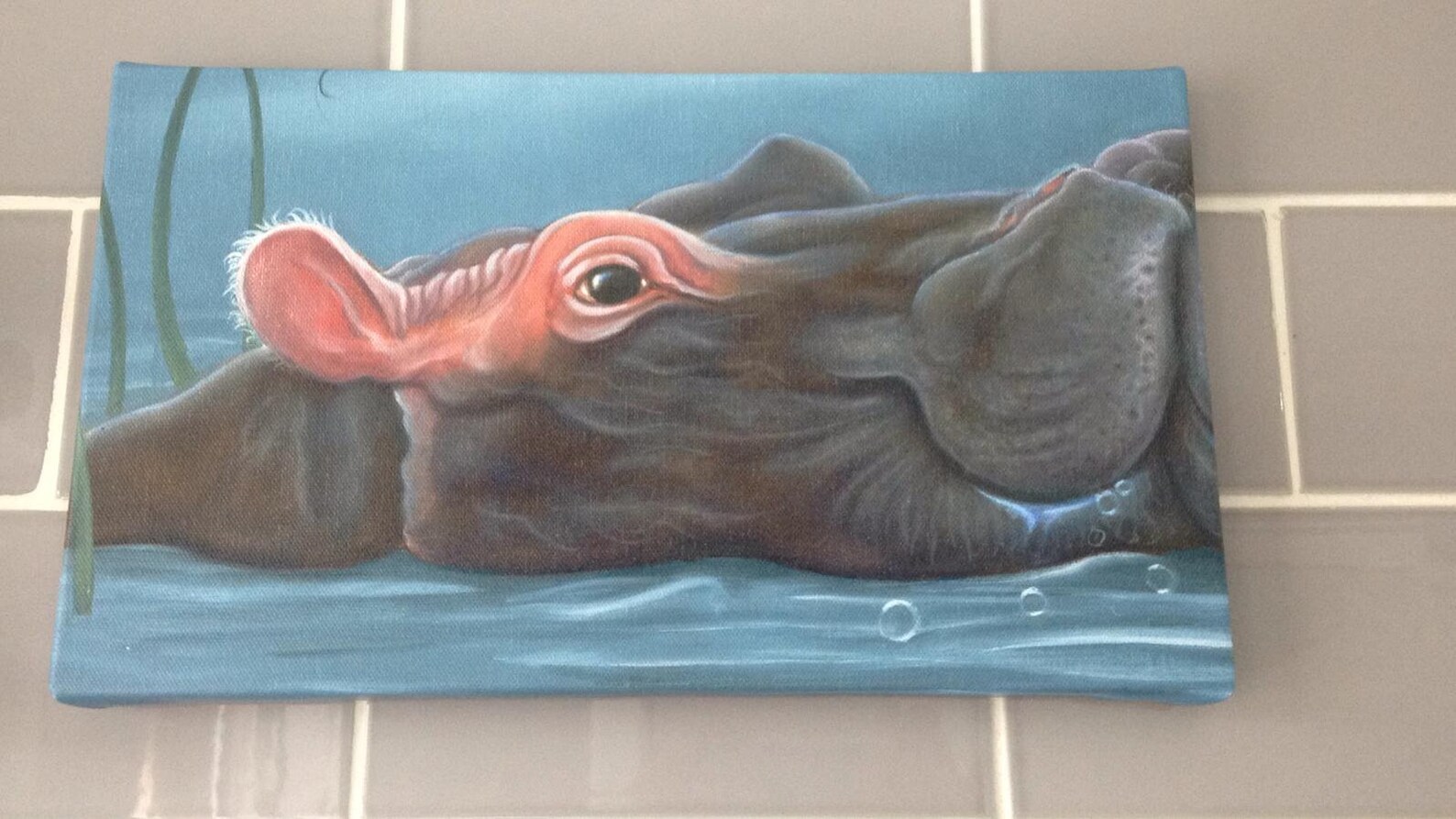 Hippopotamus Print on Canvas Painting Gift Art Picture - Etsy