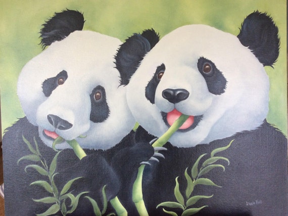 Panda Painting Original Gift Nursery Picture Child's - Etsy