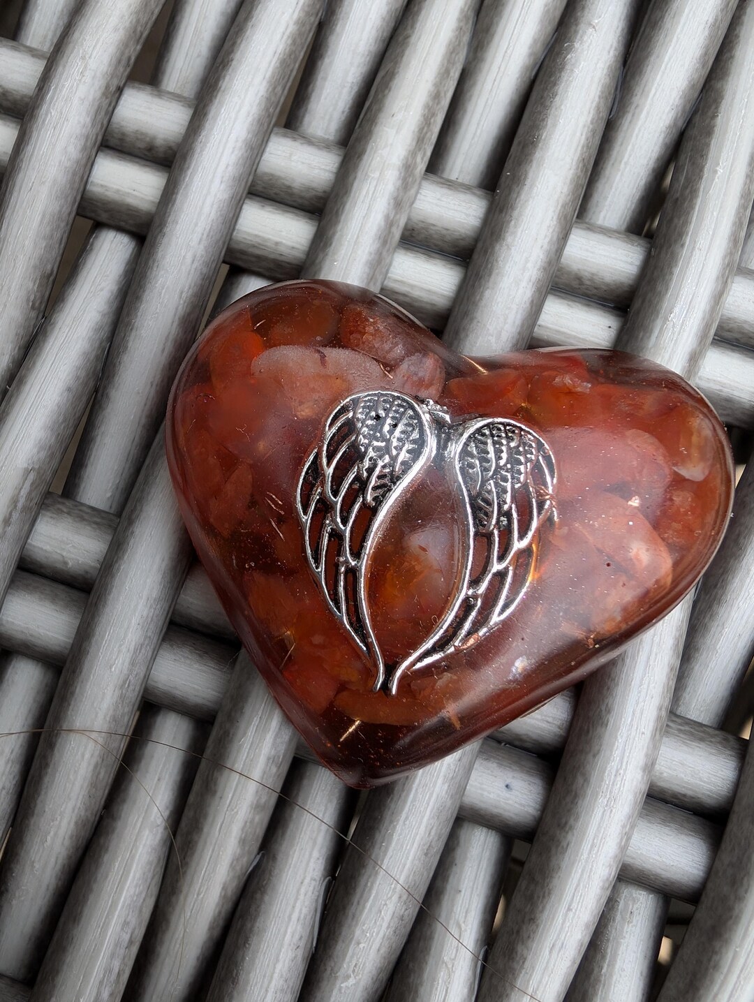 Crystal Resin Art Orgonite Crystal Heart Angel Wings Symbol Archangel ...