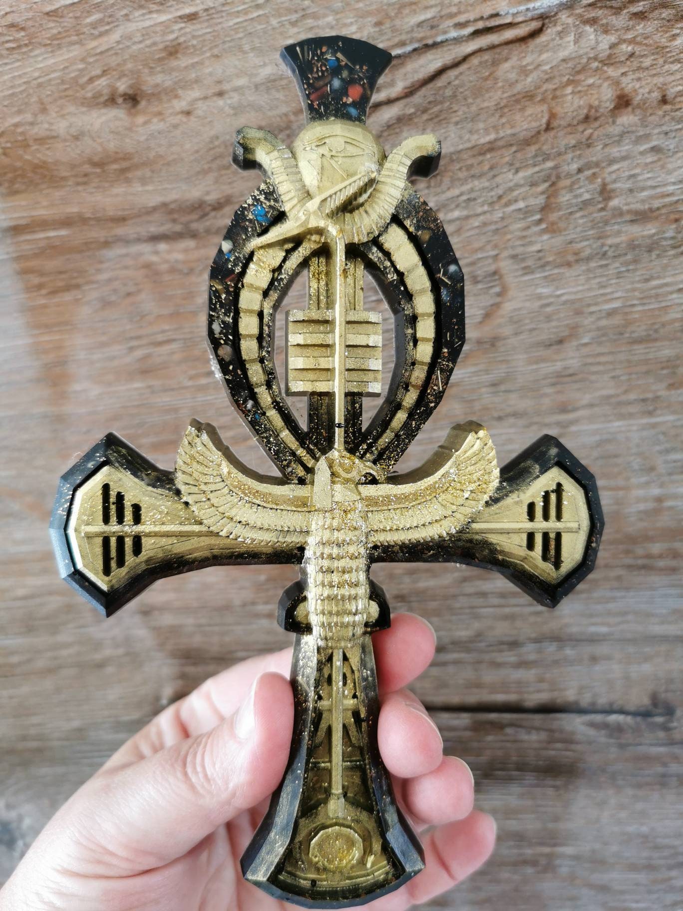 Crystal Resin Art Orgonite Crystal Ankh Multi Crystal Black - Etsy UK