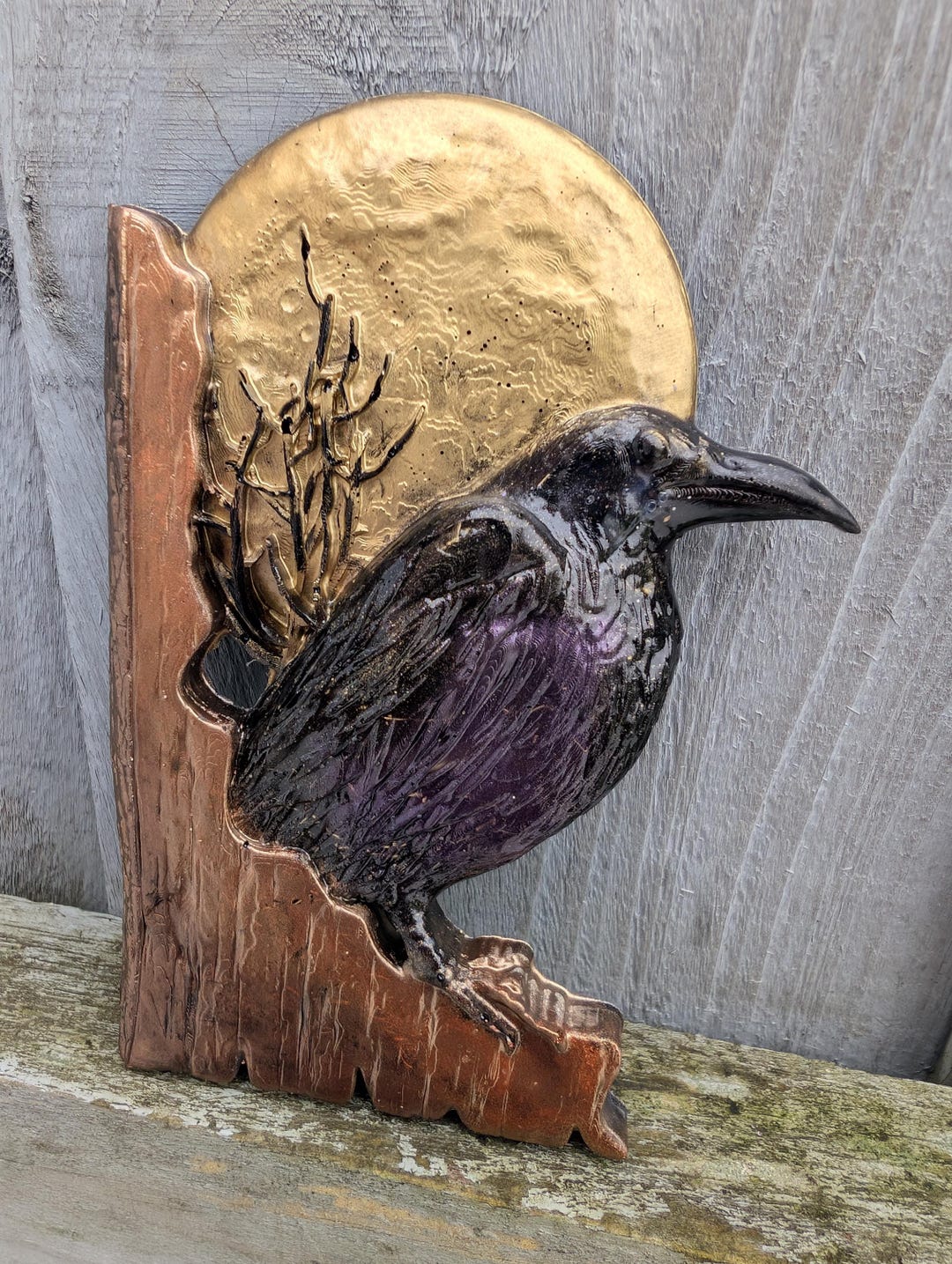 Crystal Resin Art Orgonite Crystal Raven Black Raven Wiccan Raven Totum ...