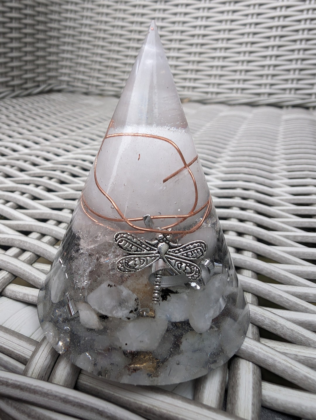 Crystal Resin Art Orgonite Crystal Cone Dragonfly Cone Crown Chakra ...