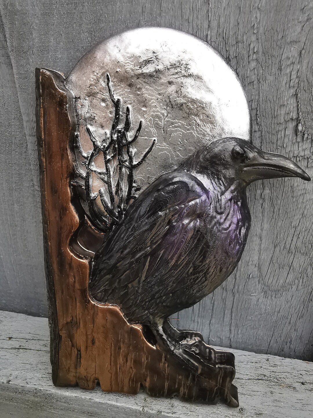 Crystal Resin Art Orgonite Crystal Raven Black Raven Wiccan Raven Totum ...