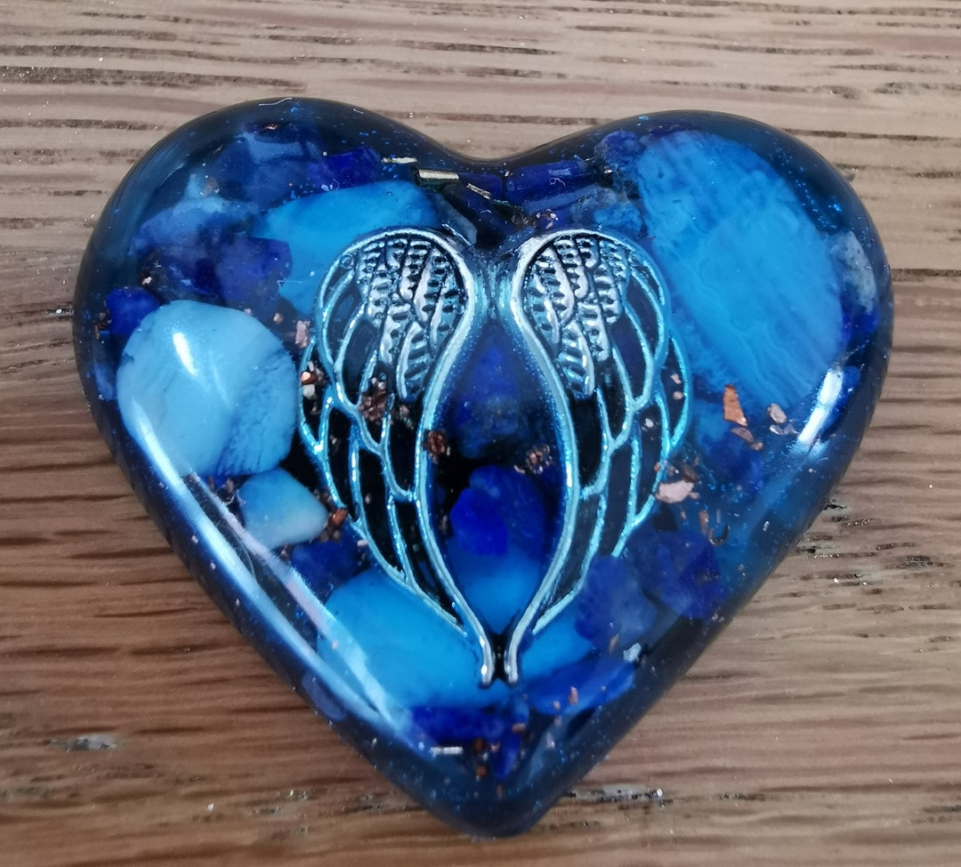 Crystal Resin Art Orgonite Crystal Heart Archangel Michael Heart Throat Chakra Third Eye Chakra ...