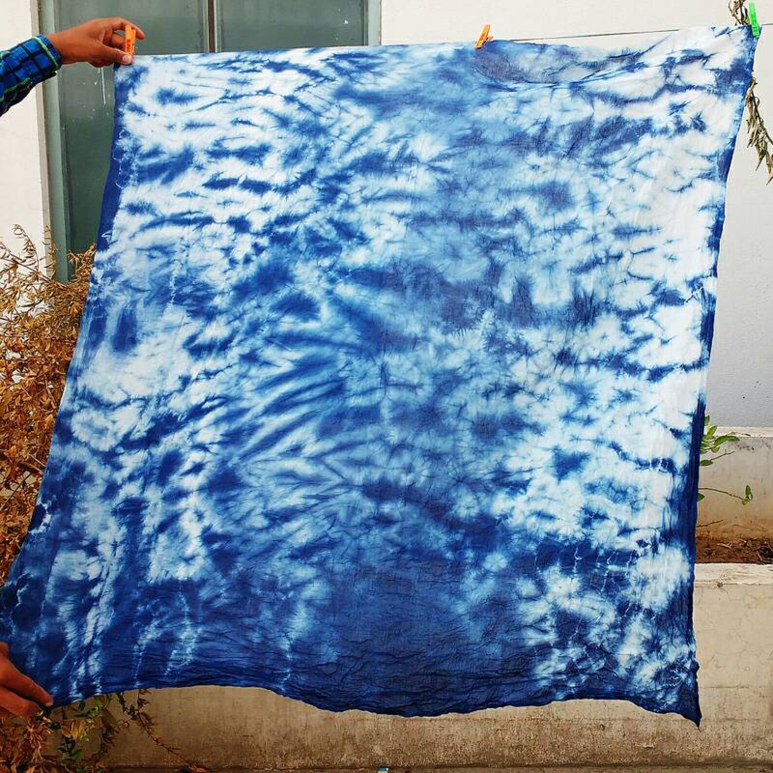 Shibori Itajime Techniques Quilting Pure Cotton Apperael Indigo Blue ...