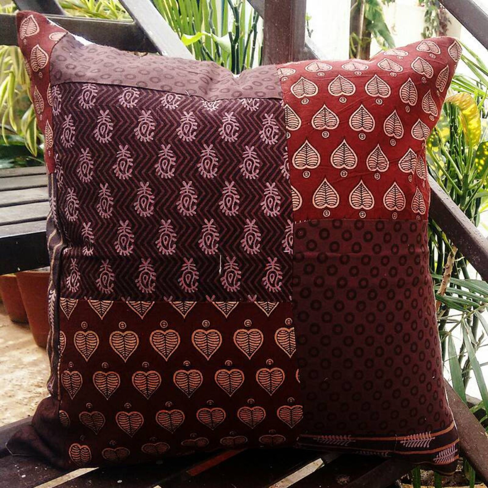 Abstract Decorative Patch Work Pillow Cases Indian Hand Block | Etsy