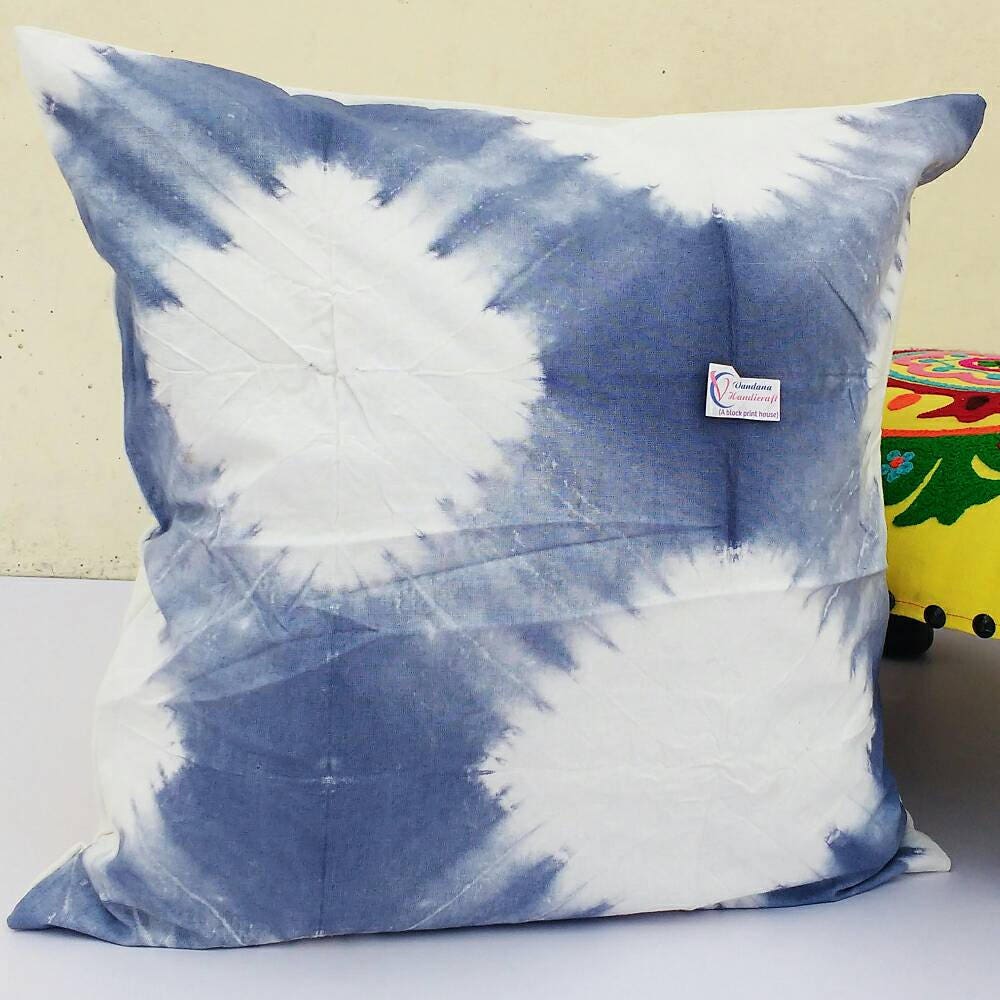 Decorative Pillow Cases Indian Art Tie Dyed Indigo Blue | Etsy