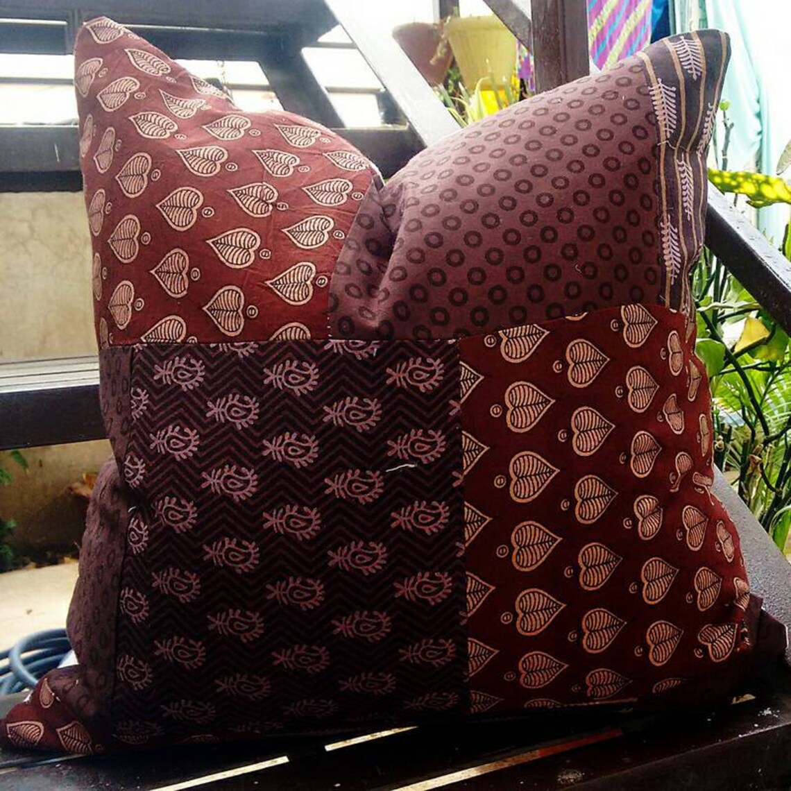 Abstract Decorative Patch Work Pillow Cases Indian Hand Block | Etsy