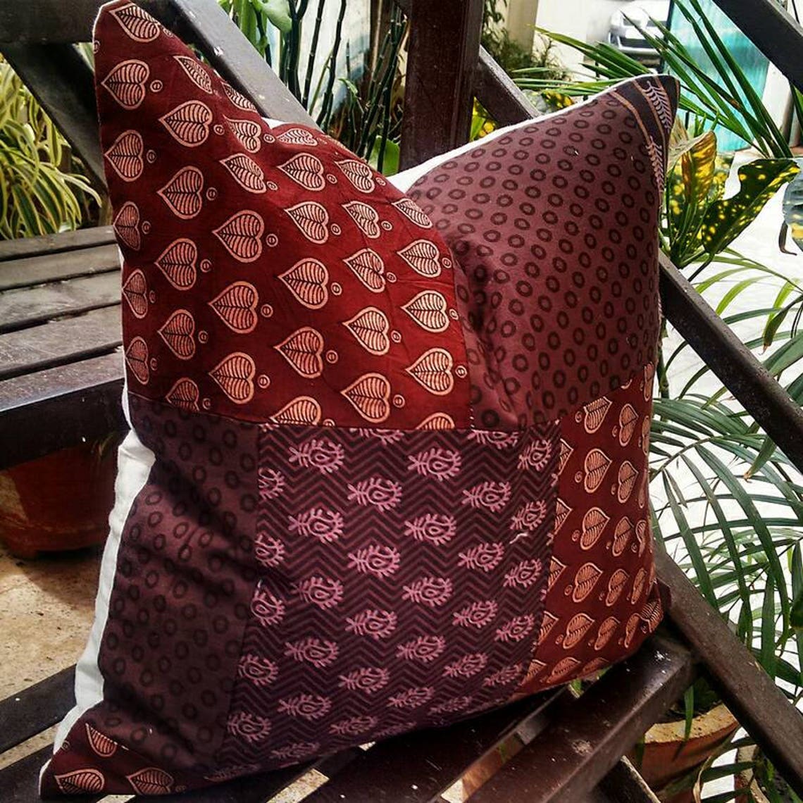 Abstract Decorative Patch Work Pillow Cases Indian Hand Block | Etsy