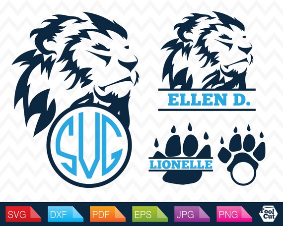 Lion Monogram Frame Svg Animal Monogram Frame Svg Lion Split | Etsy