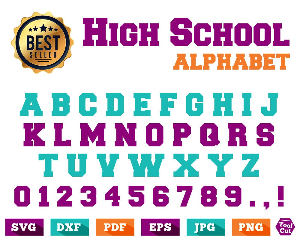 High School Monogram Font Svg Sport Letters Svg College Font | Etsy