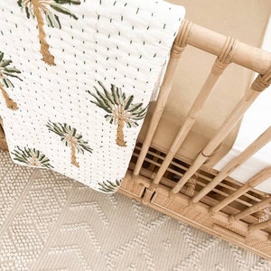 Palm Kantha Cot Baby Toddler Quilt Blanket Tropical Coastal Beach - 100 ...