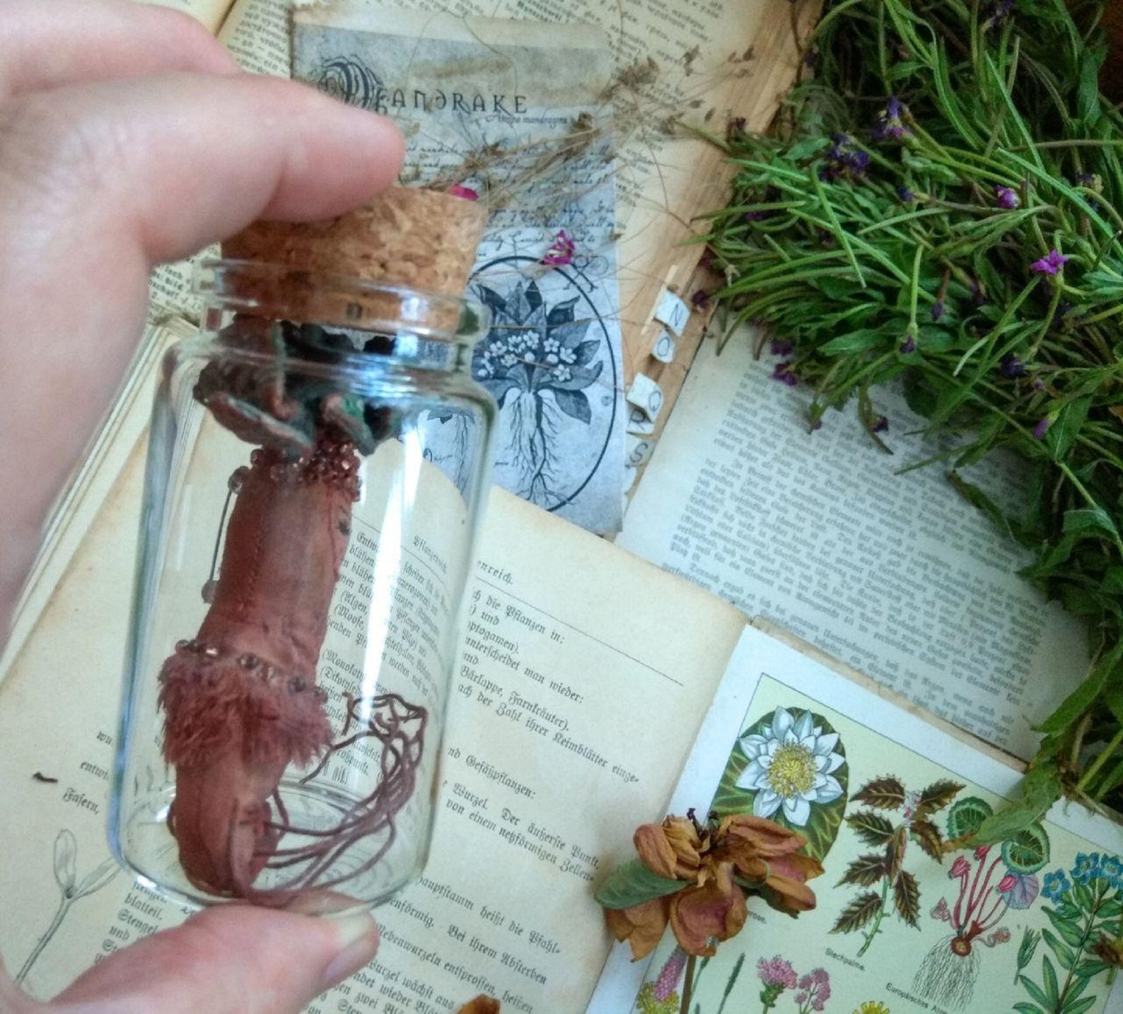 Mandragora Mandrake textile brooch primed textile textile | Etsy