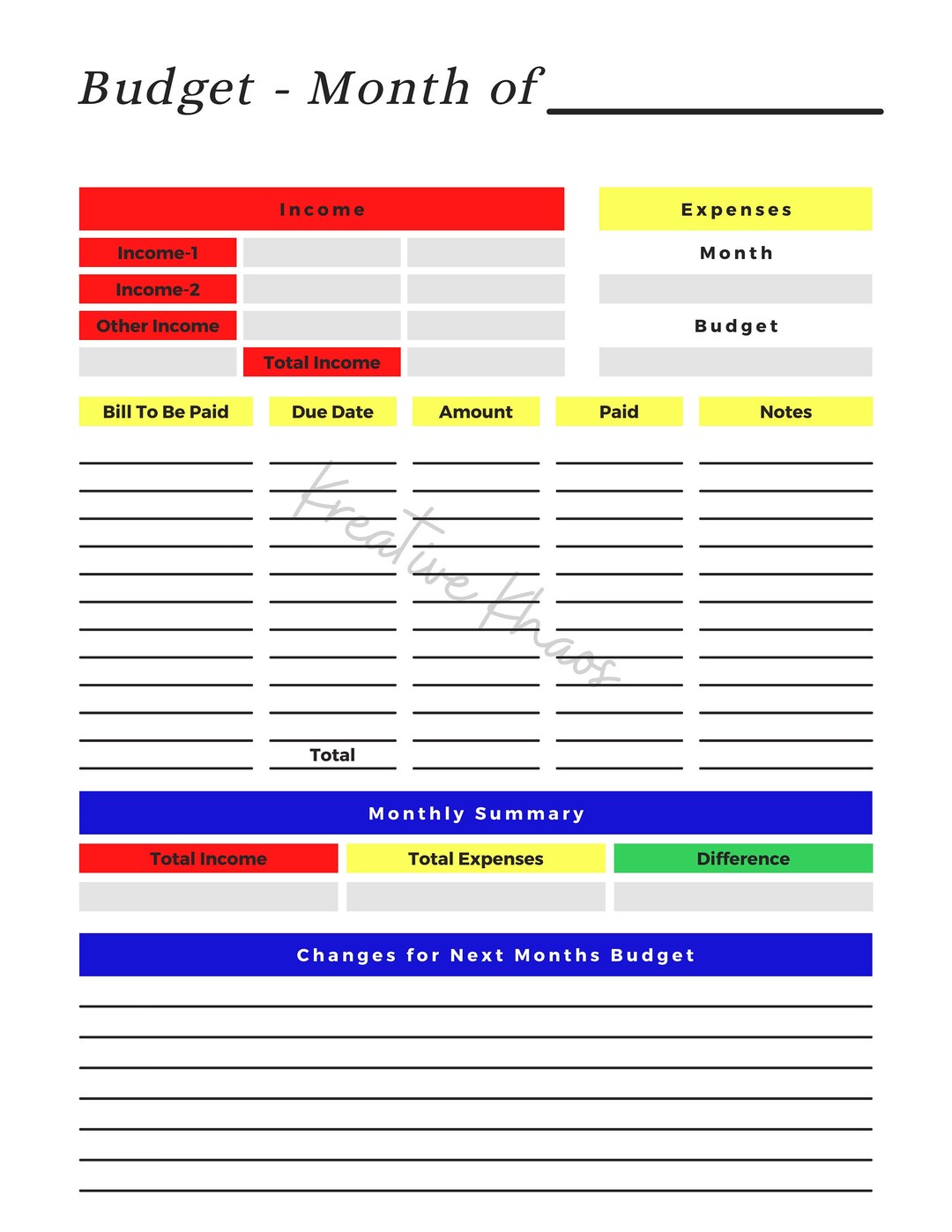 Monthly Budget Planning Guide - Digital Download - Etsy