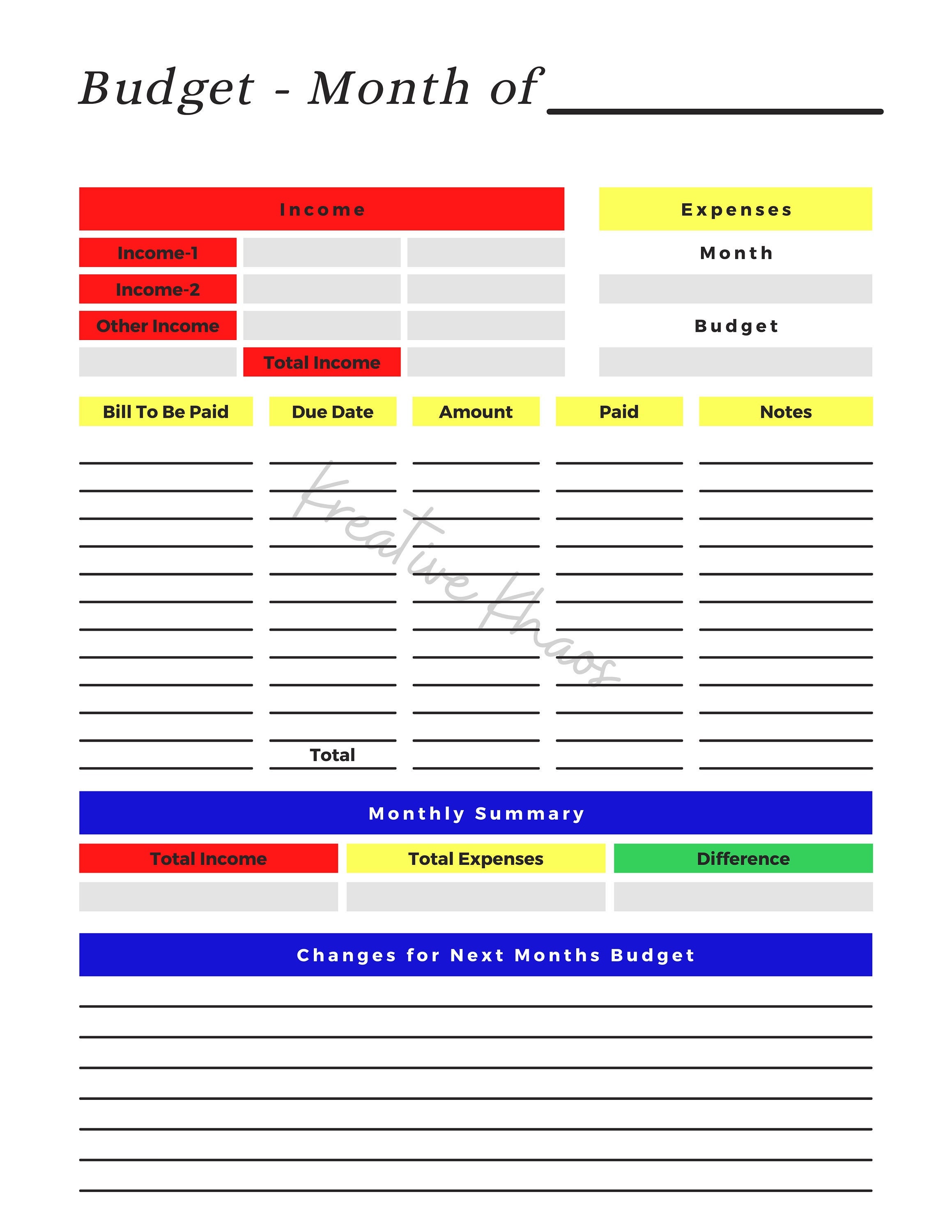 Monthly Budget Planning Guide - Digital Download - Etsy