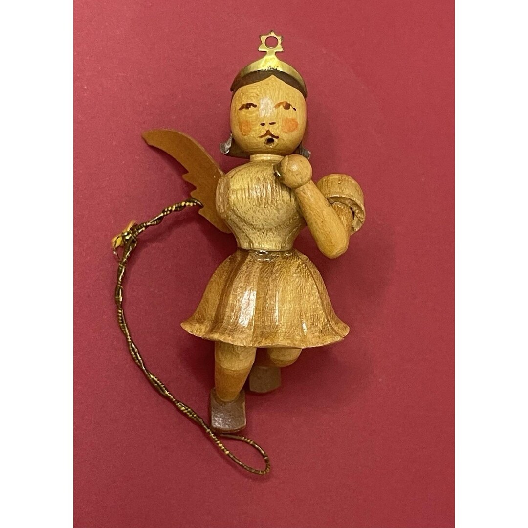 Vintage German Ergebirge Angel Playing Christmas Ornament - Etsy