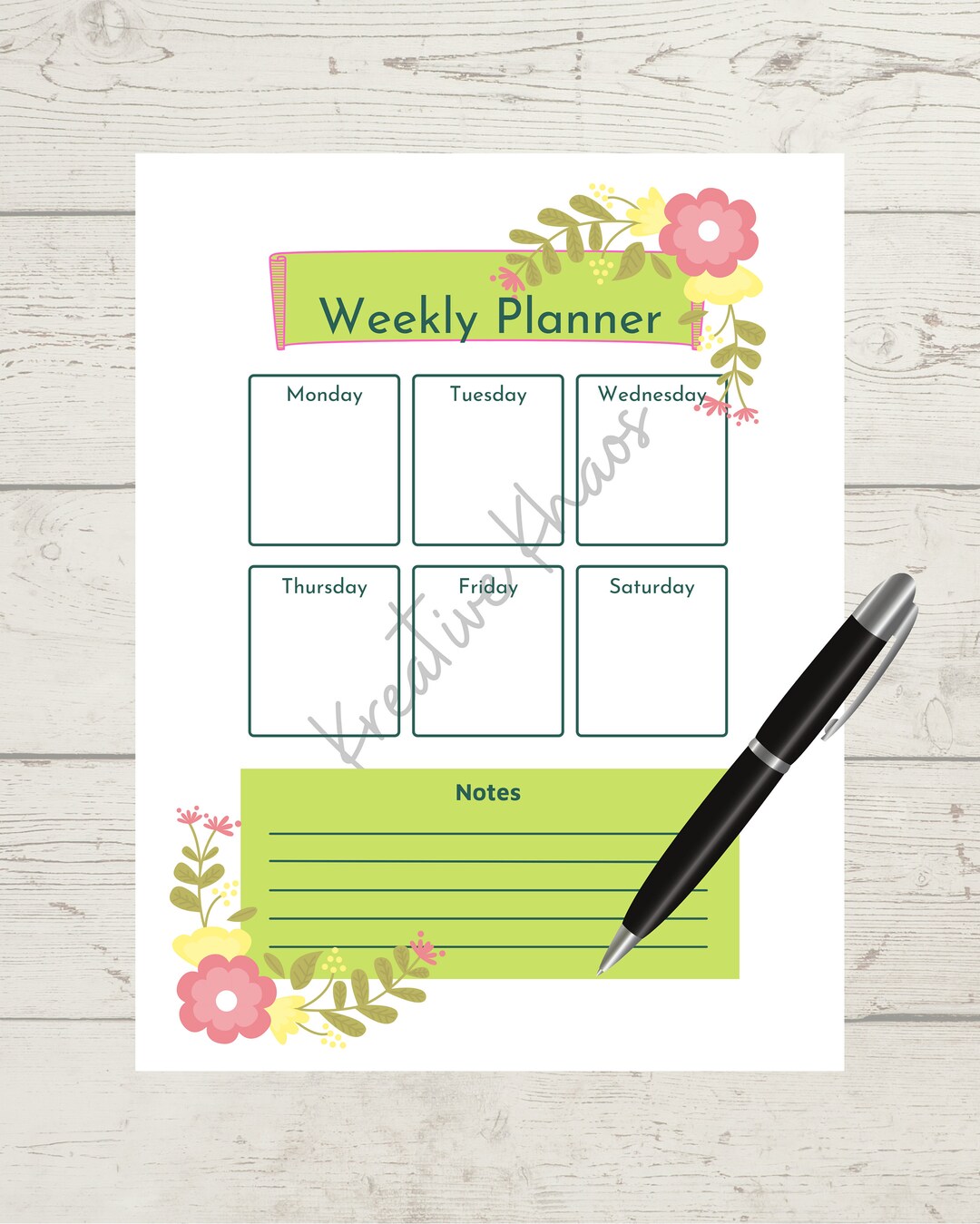 Floral Weekly Planner - Digital Download - Etsy