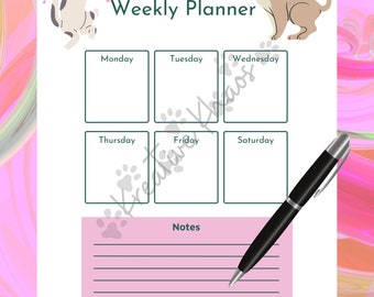 Weekly Planner Digital Minimalist Weekly Planner Calendar 2022 - Etsy